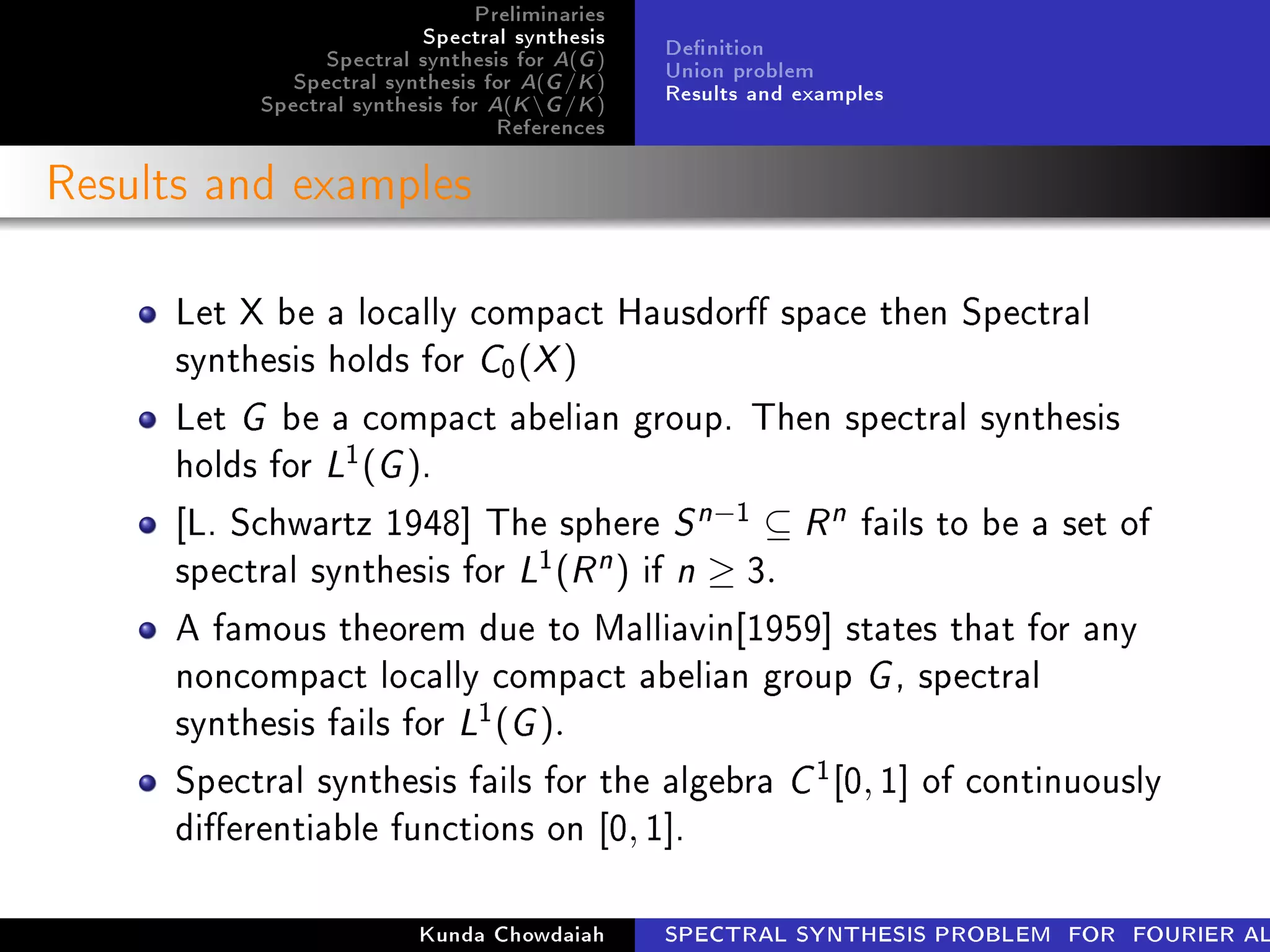 SPECTRAL SYNTHESIS PROBLEM FOR FOURIER ALGEBRAS | PPT