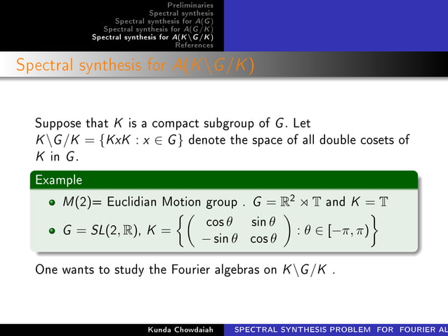 SPECTRAL SYNTHESIS PROBLEM FOR FOURIER ALGEBRAS | PPT