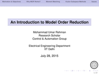 An Introduction to Model Order Reduction | PDF