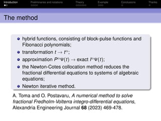 A numerical method to solve fractional Fredholm-Volterra integro-differential equations | PPT