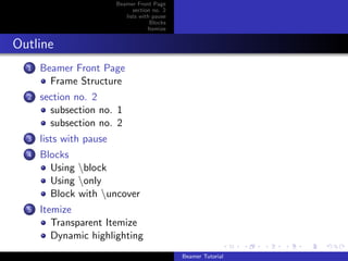 Beamer tutorial | PDF