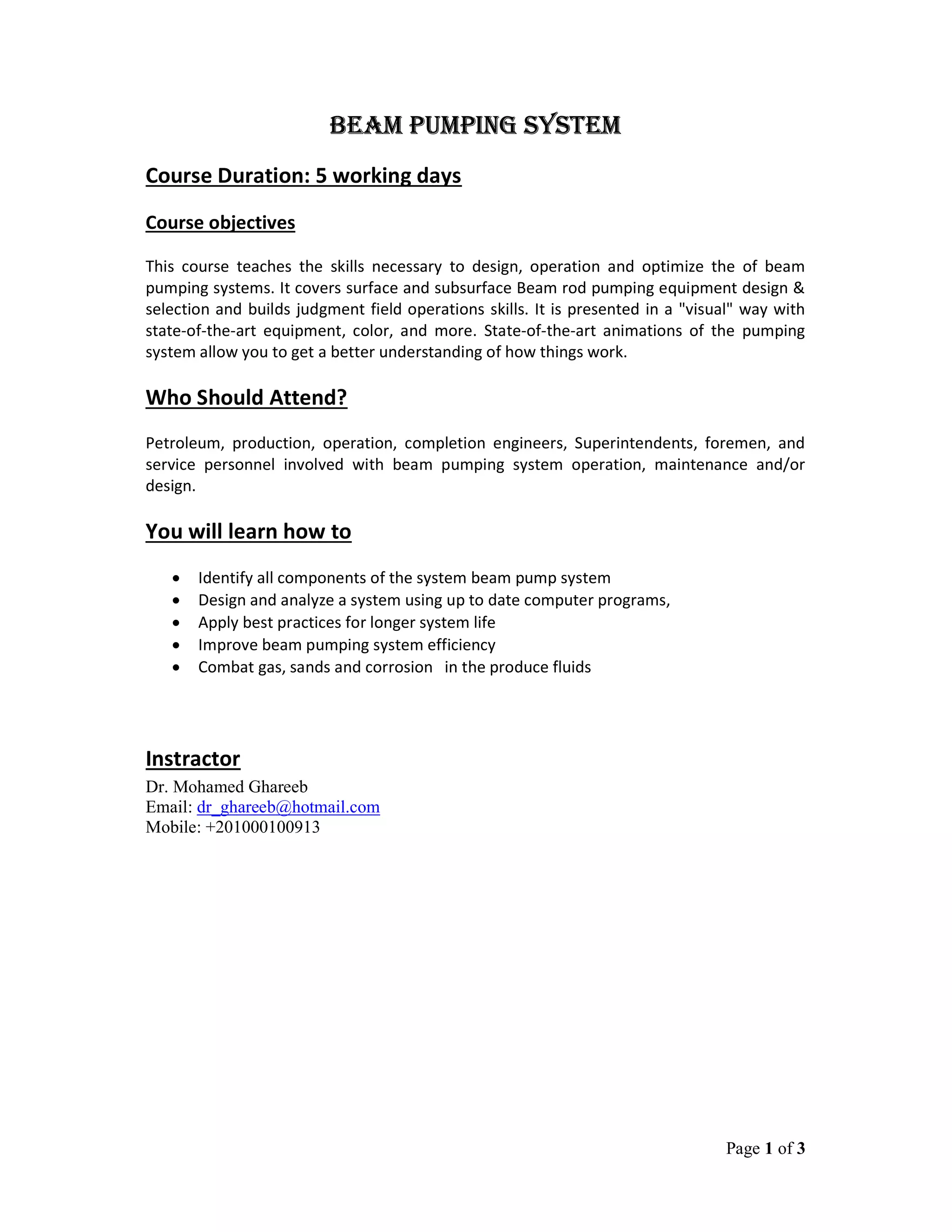 Beam pumping system | PDF