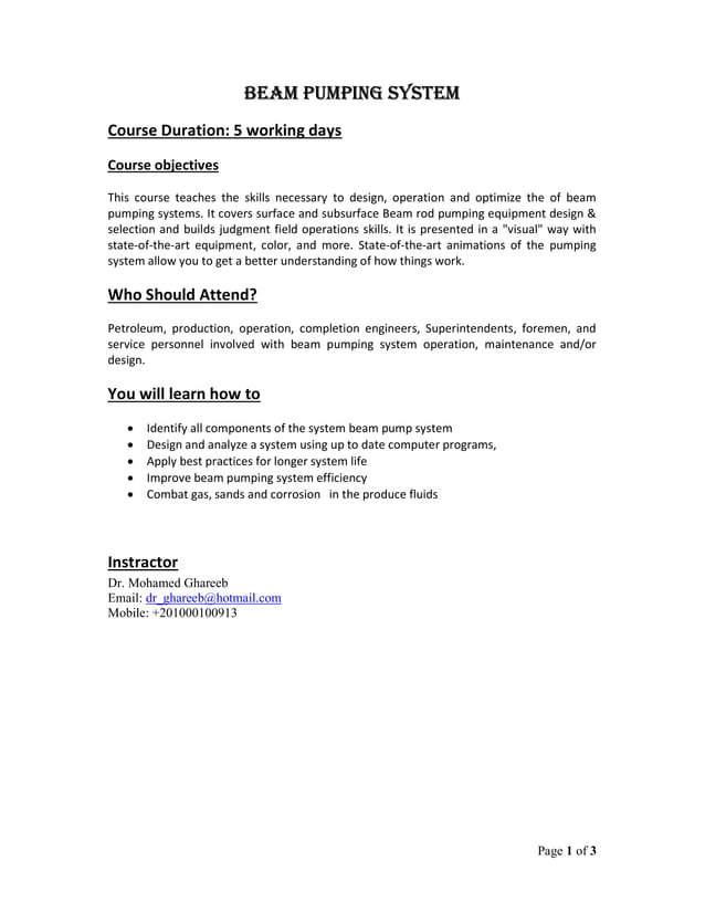 Beam pumping system | PDF