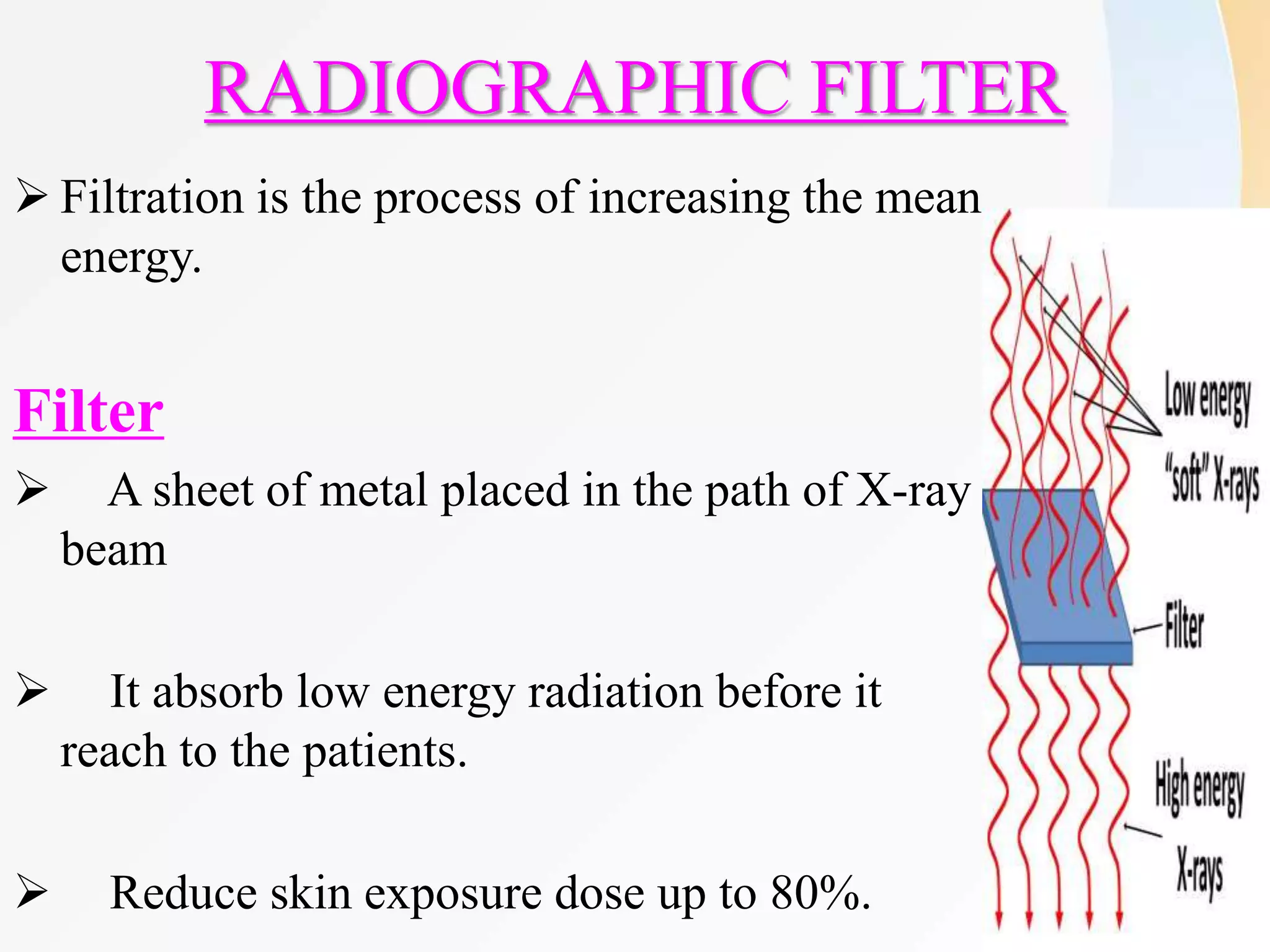 Beam restricted device and filter used in x ray | PPTX