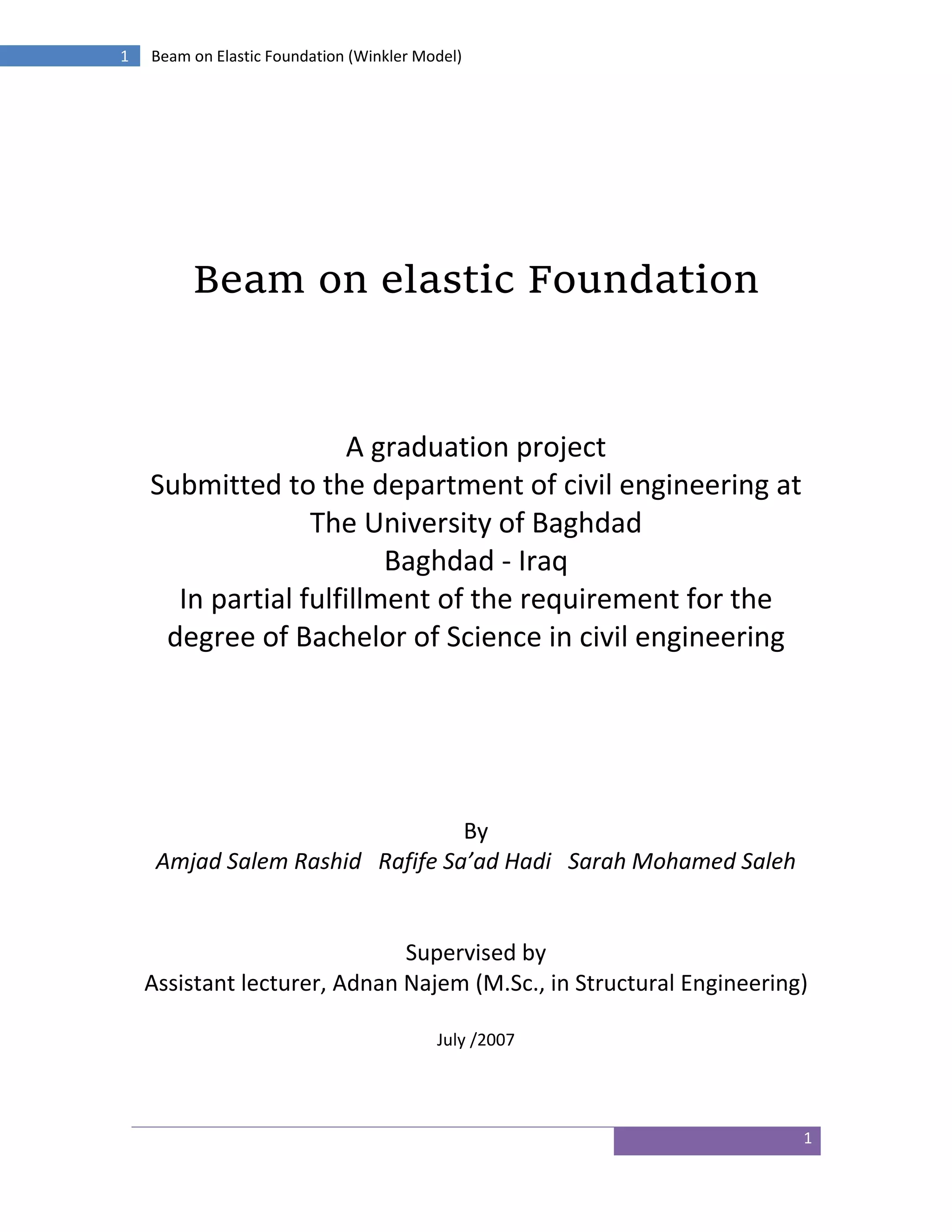 Beams on Elastic Foundation using Winkler Model.docx