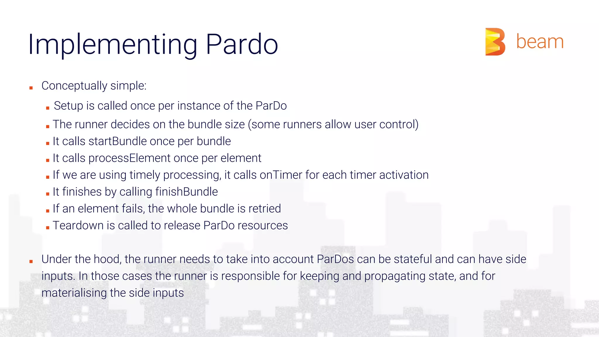 How a BEAM runner executes a pipeline. Apache BEAM Summit London 2018 | PDF