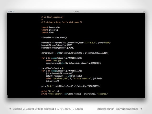 Building A Cluster With Python & Beanstalkd | PPT