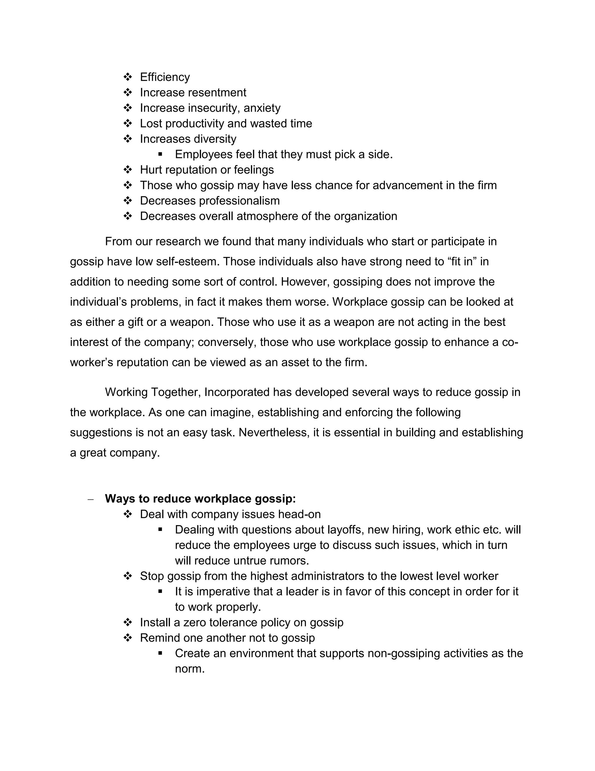 Workplace Gossip | DOCX