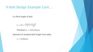 Srlection of Belts (V-Belt) | PPTX