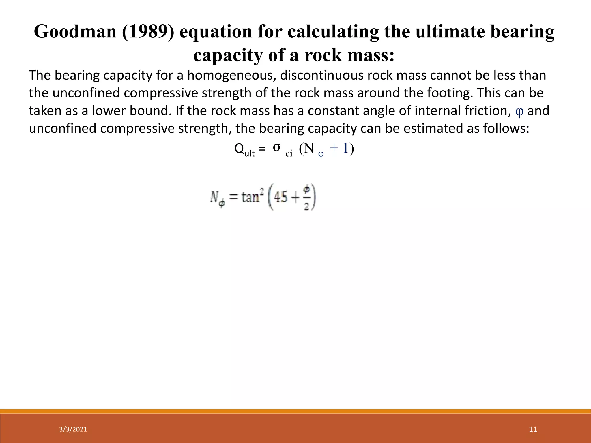 Bearing capacity estimation rocks for foundation | PPTX