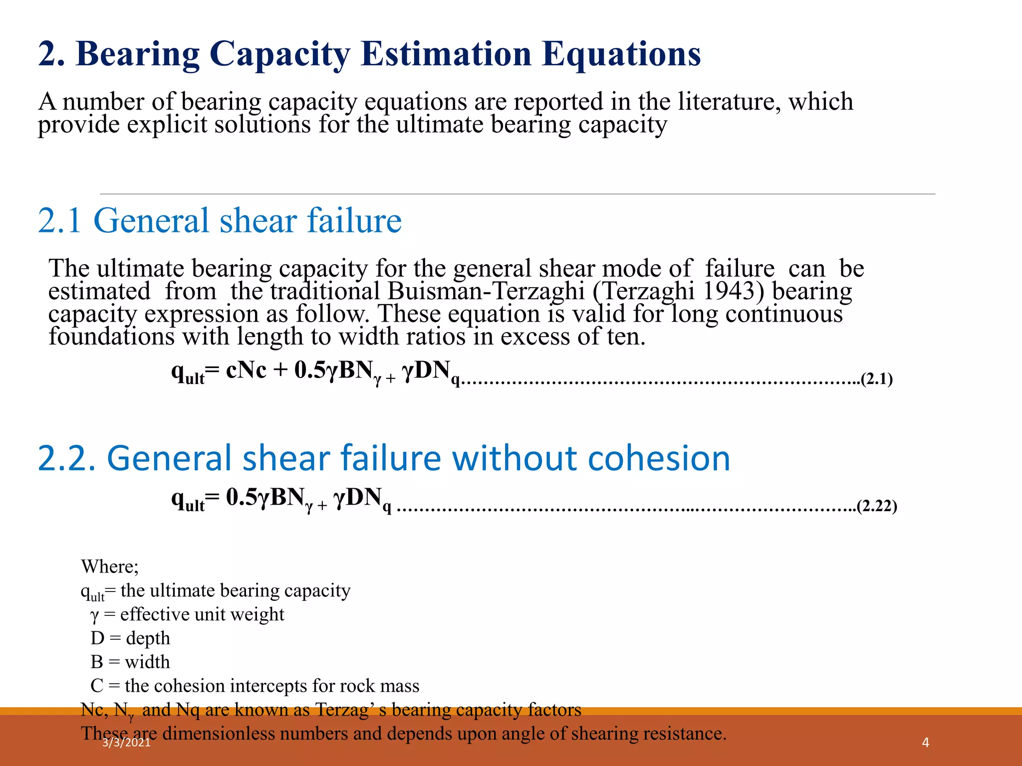 Bearing capacity estimation rocks for foundation | PPTX