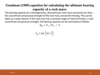 Bearing capacity estimation rocks for foundation | PPTX