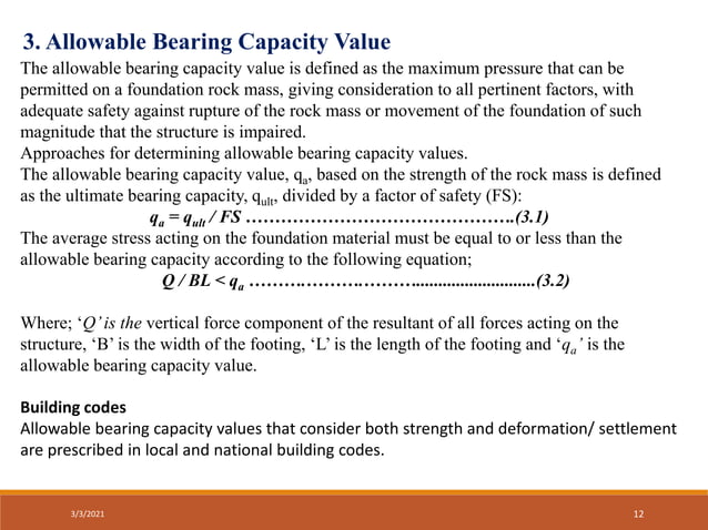 Bearing capacity estimation rocks for foundation | PPTX | Civil ...