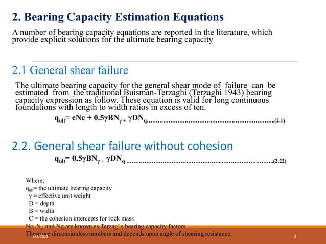 Bearing capacity estimation rocks for foundation | PPTX | Civil Engineering Industry | Industries