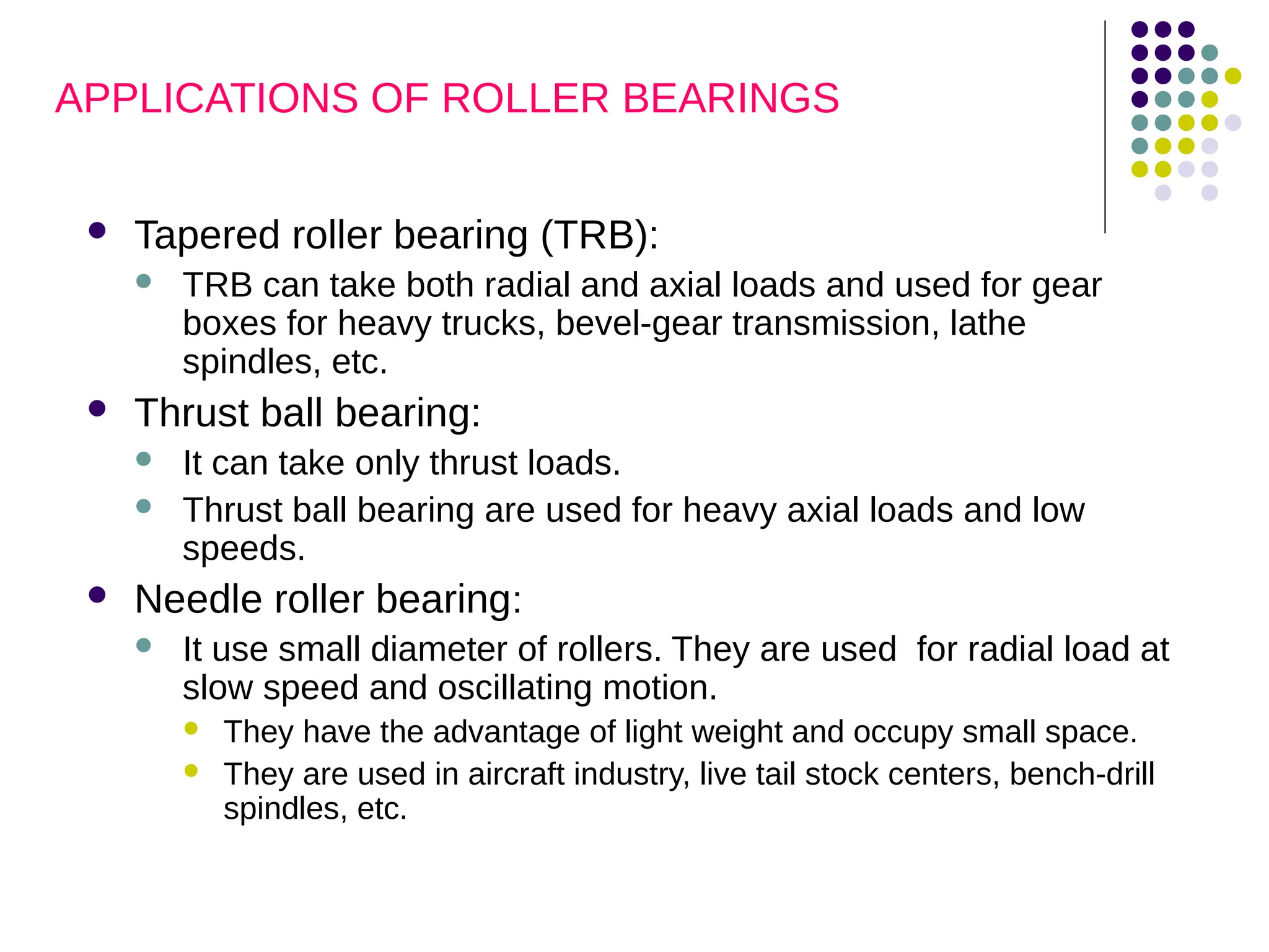 Bearing types, uses & applications PPt.pdf
