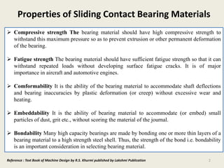 Lecture 3 Bearing properties, materials and lubricants | PDF