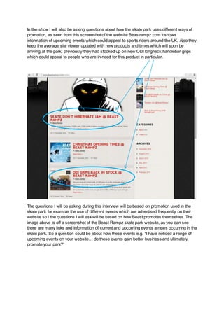 Beast rampz skate park radio show | DOCX | Skateboarding | Extreme Sports