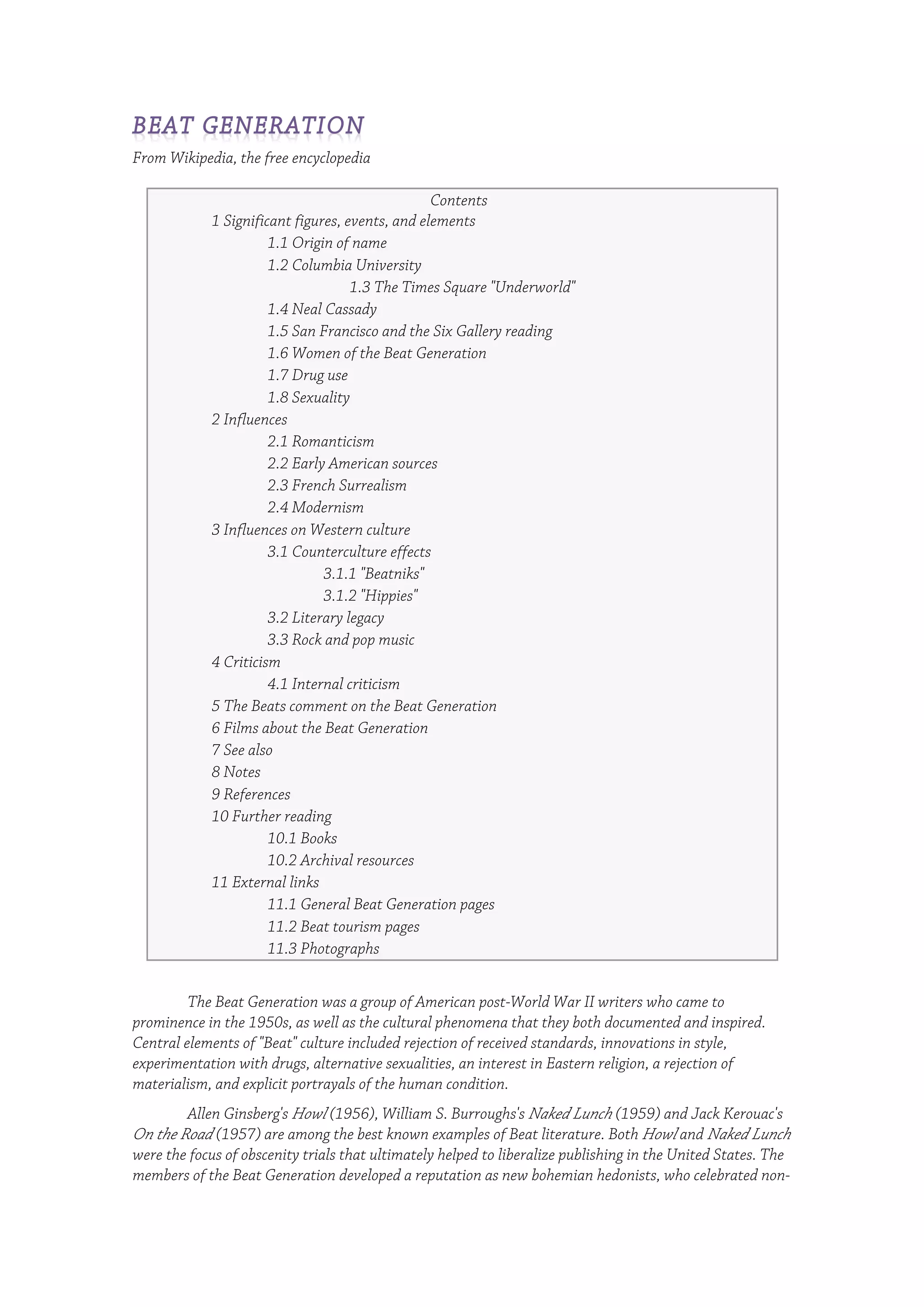 Beat generation | PDF