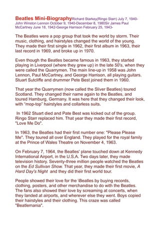 Beatles biography | ODT