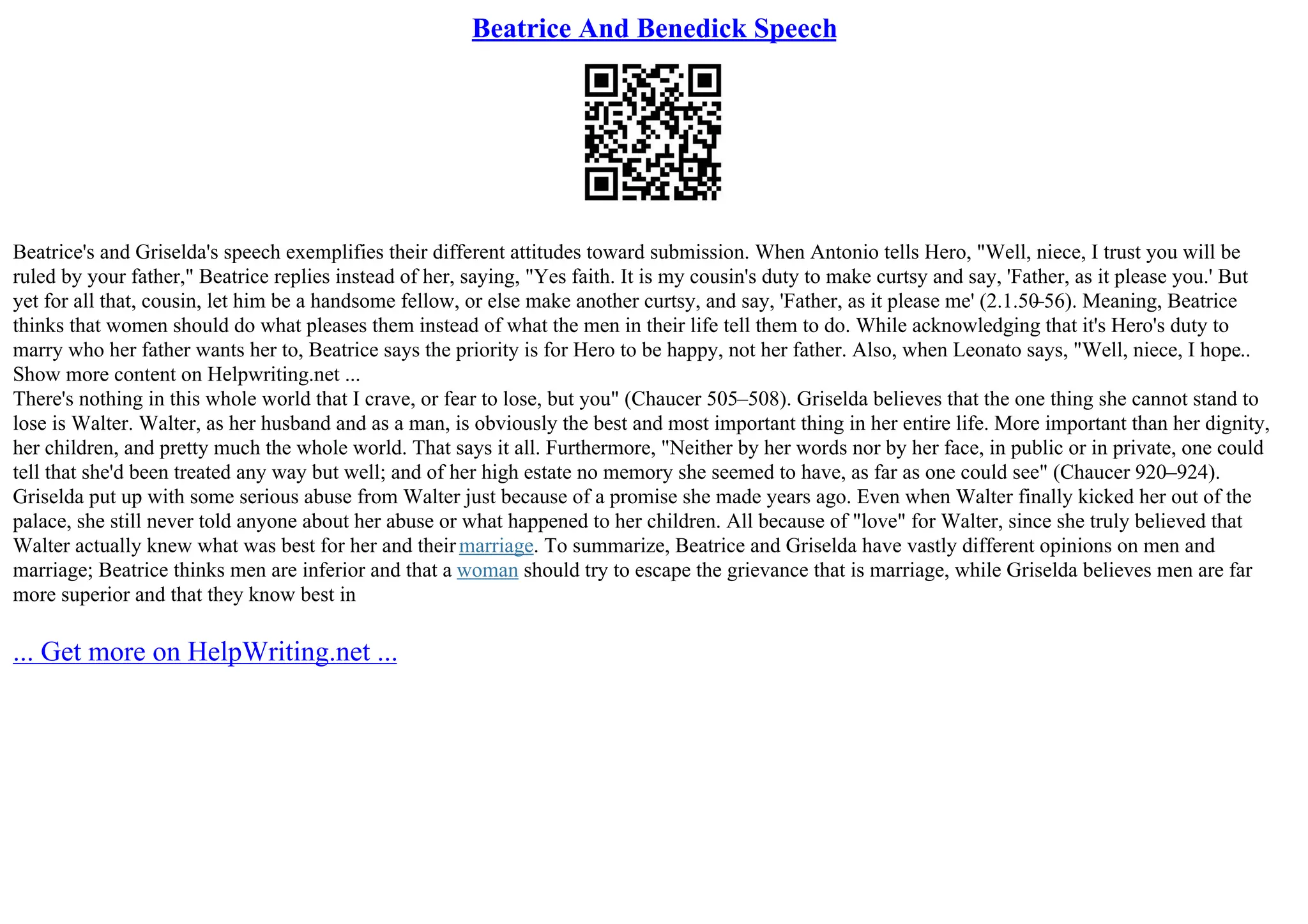 Beatrice And Benedick Speech | PPT