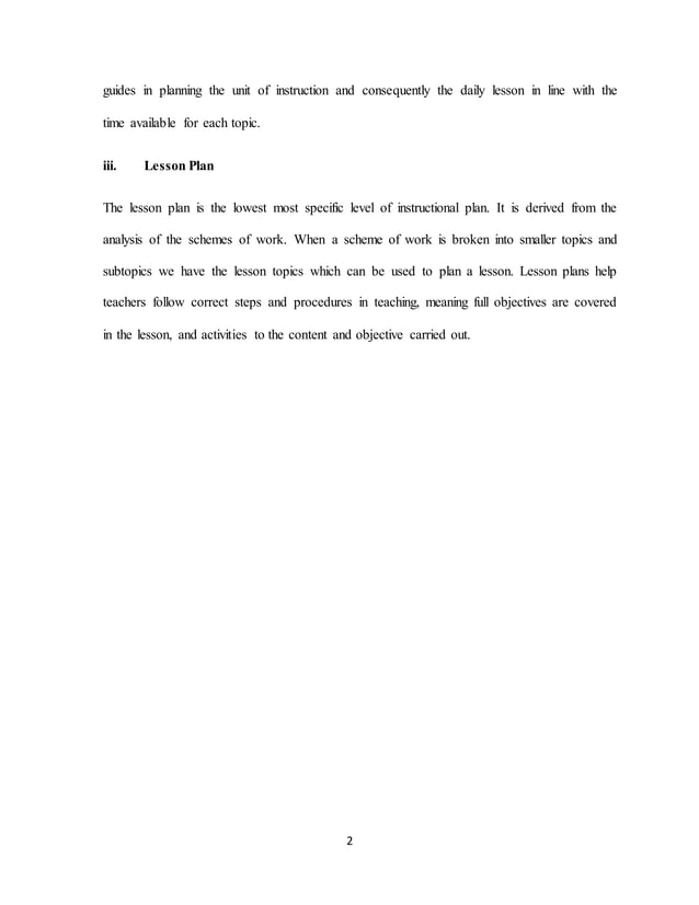 Relationships between Syllabus, Schemes of Work, and Lesson Plan | DOCX