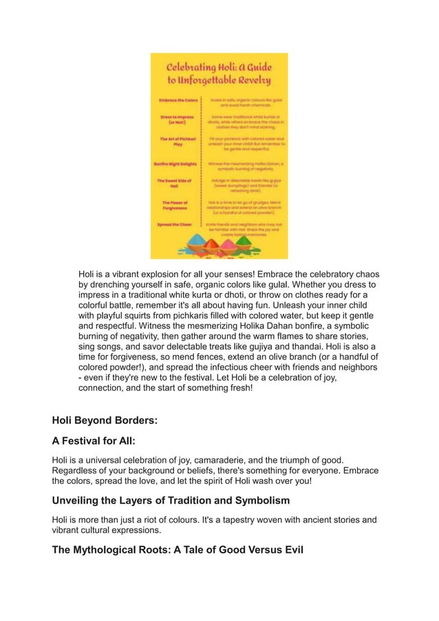Beautiful-vocab-for-Holi-and-how-to-celebrate-it | PDF