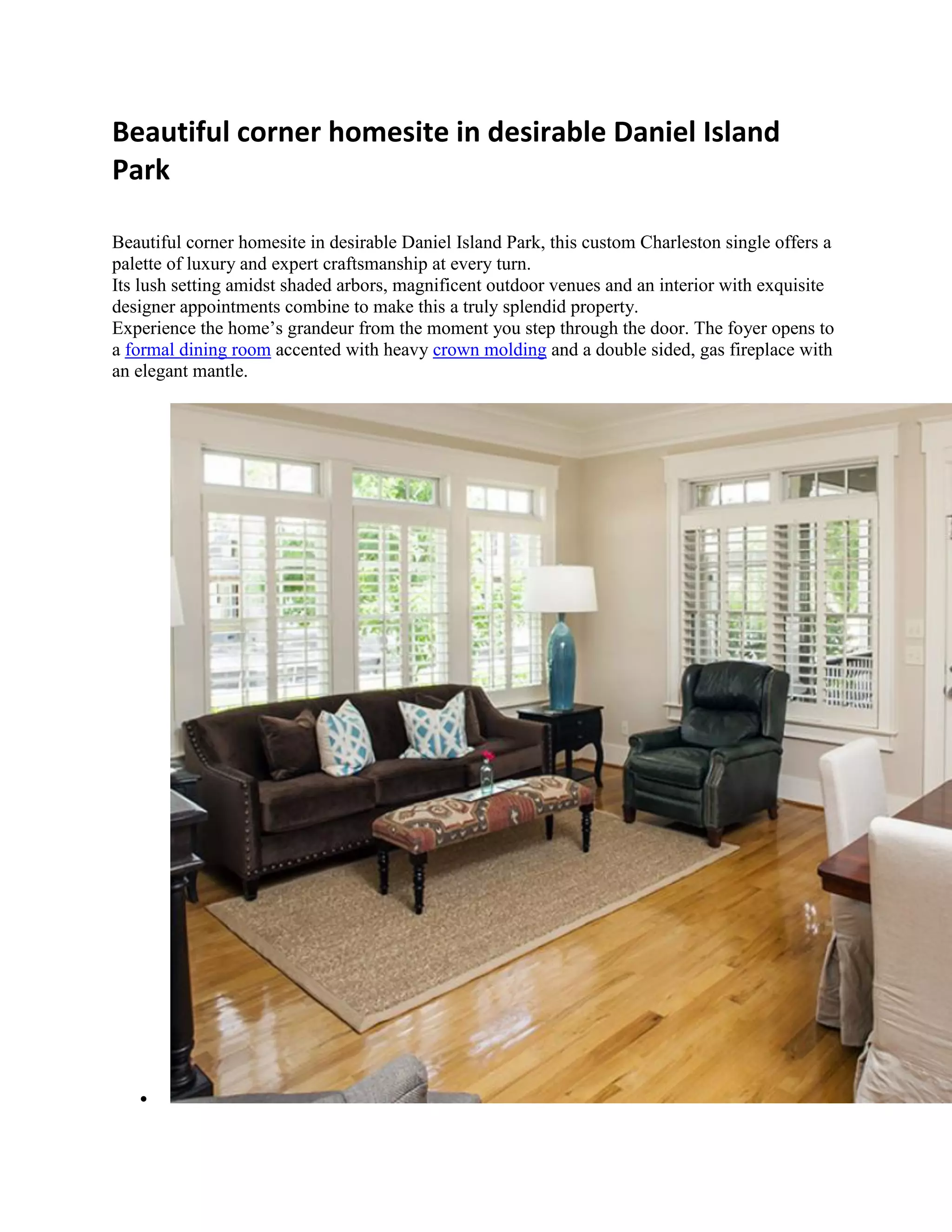 Beautiful corner homesite in desirable daniel island park | PDF