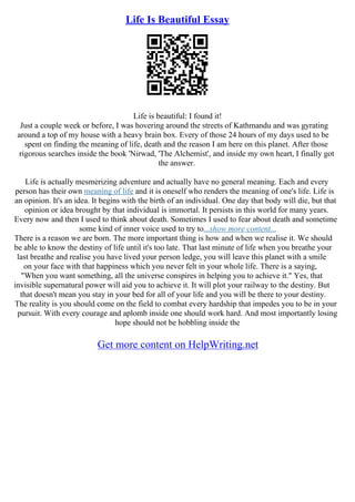 Beautiful Essay | PDF
