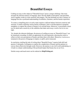 Beautiful Essays. Writing Example Essay Telegraph | PDF