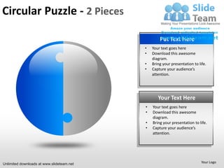 Beautifully designed circular puzzle 2 and 3 pieces power point slides ...