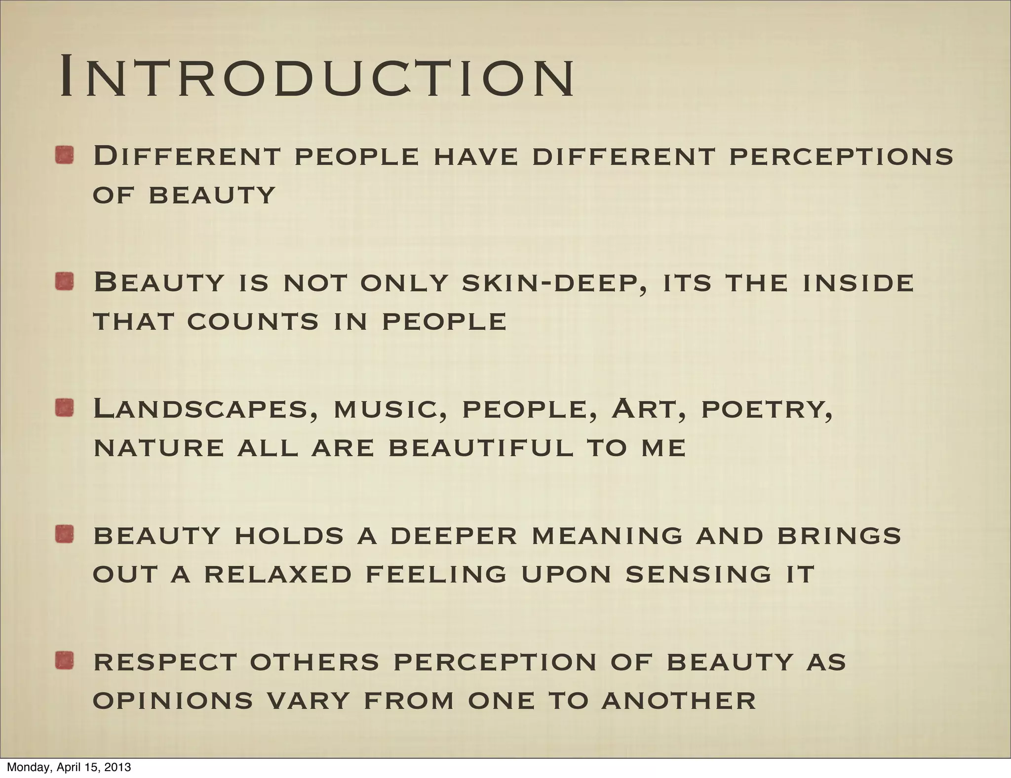 English Essay - Beauty | PDF