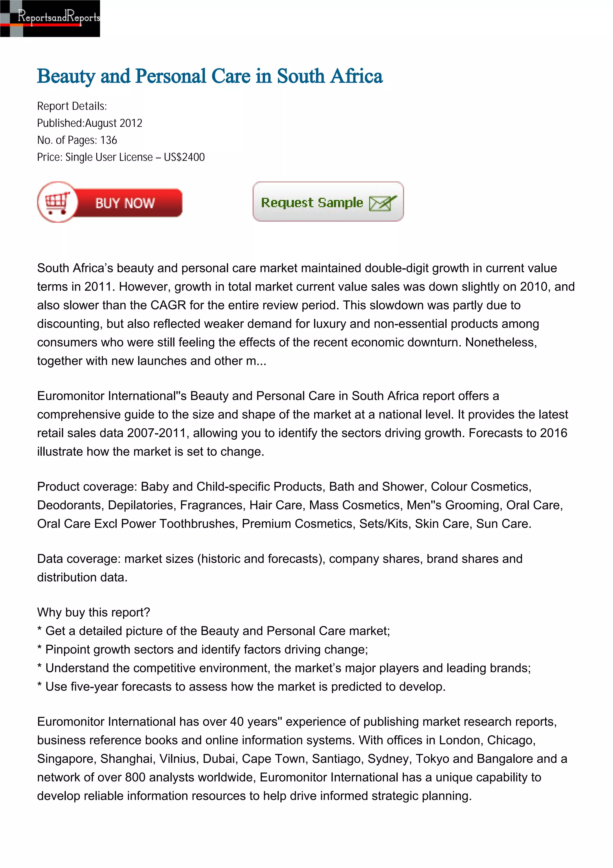 Beauty and Personal Care in South Africa | PDF