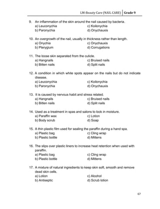 BEAUTY-CARE-GRADE-9 module quarter 1 to 4pdf | PDF