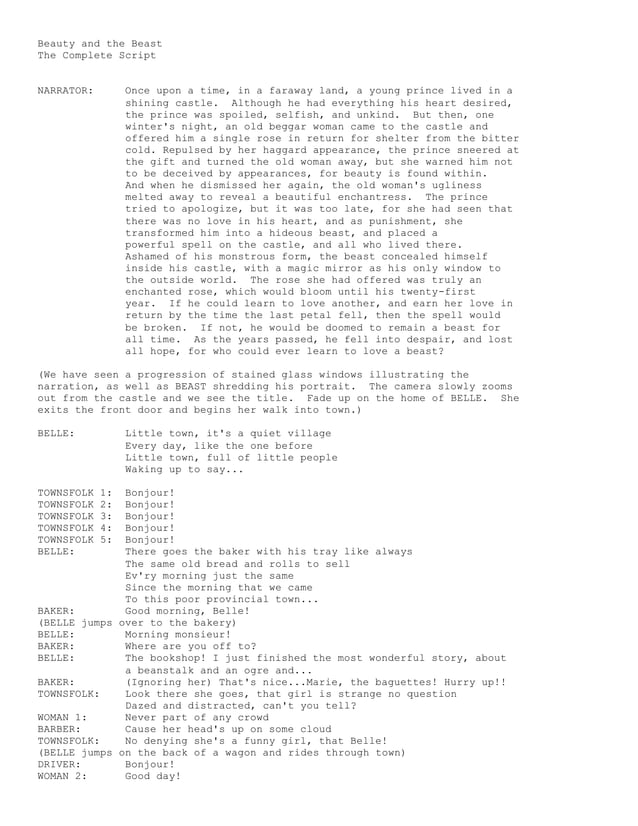 Beauty and the beast script | DOCX