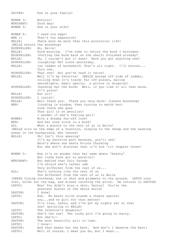 Beauty and the beast script | DOCX