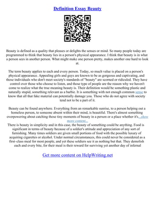 Beauty Definition Essay | PDF