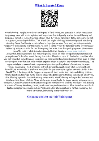 Beauty Definition Essay | PDF