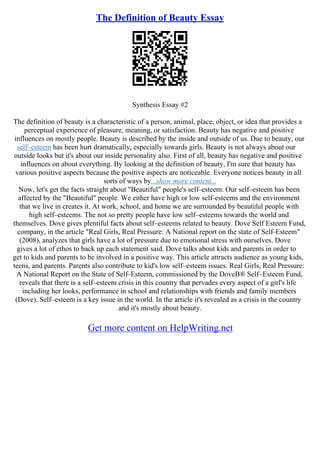 Beauty Definition Essay | PDF