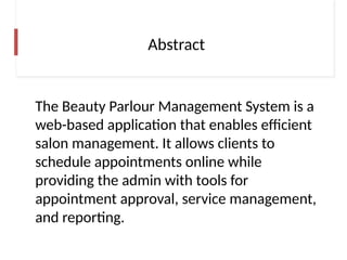 Beauty_Parlour_Management_System in php sql for final year project | PPTX