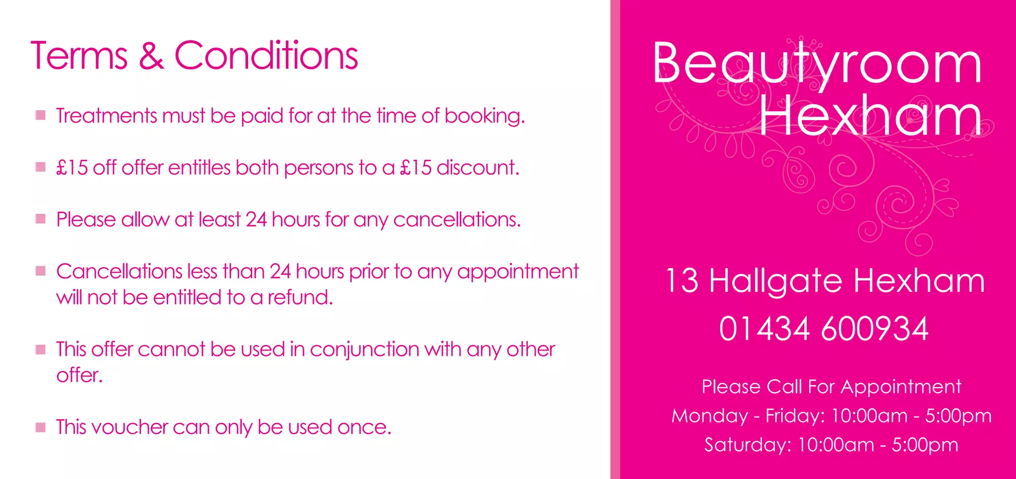 Beautyroom Hexham voucher | PDF