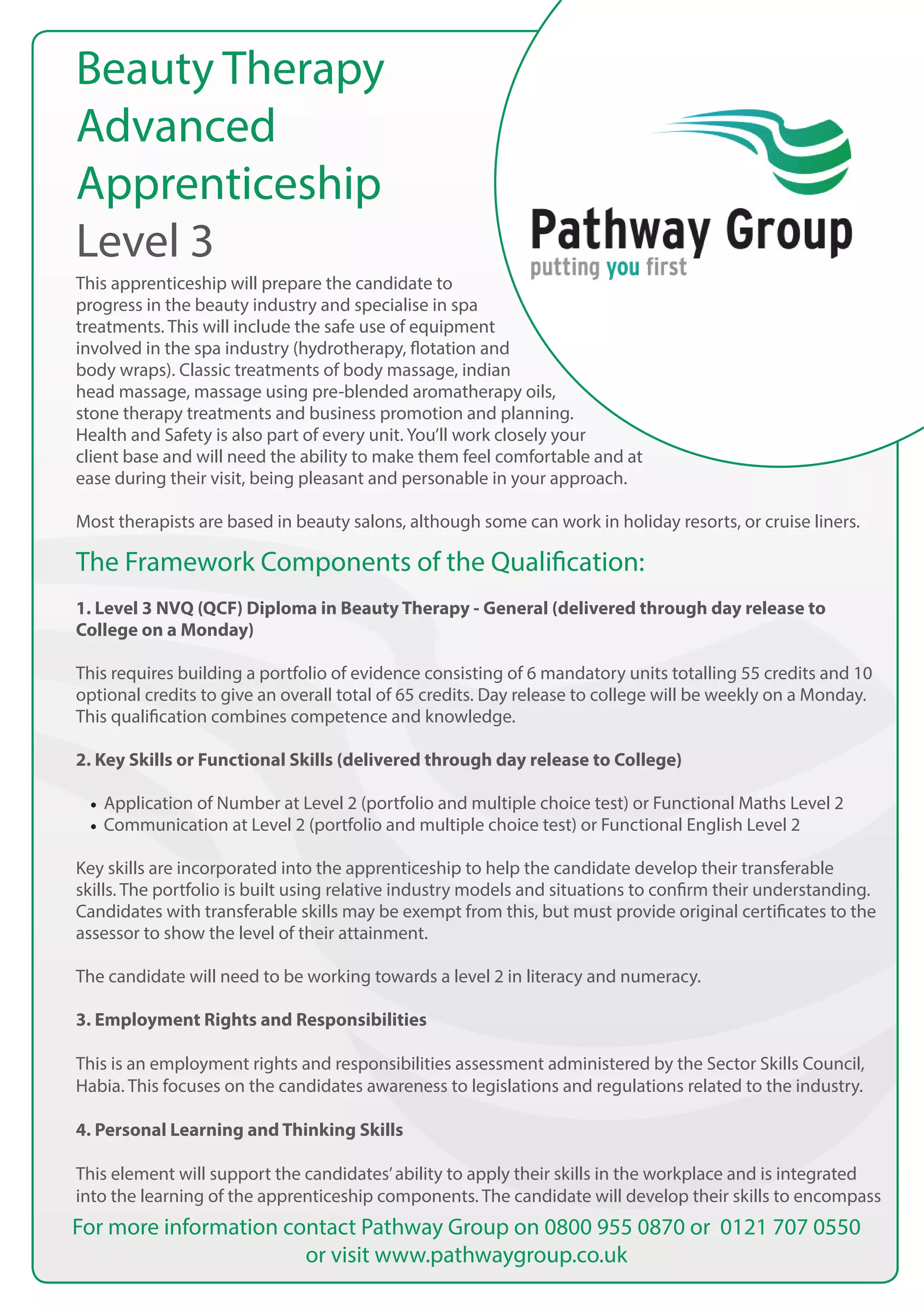 Beauty Therapy Advanced Apprenticeship Level 3 | PDF