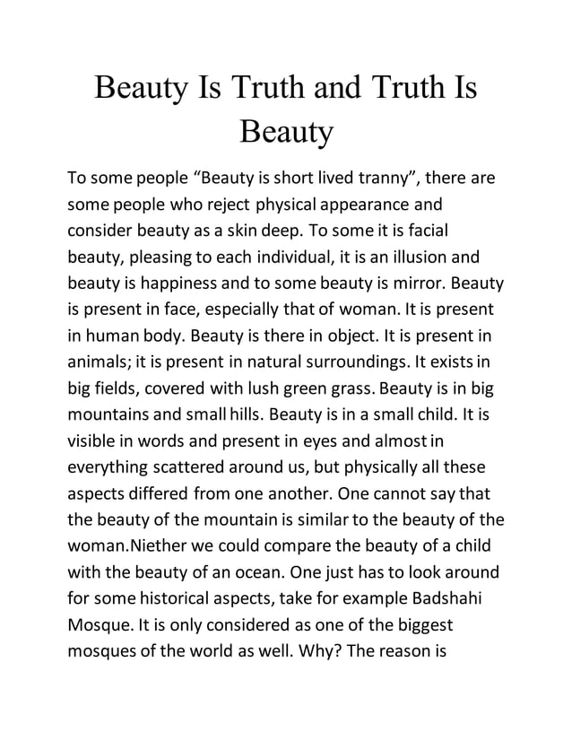 Beauty is truth and truth is beauty | PDF