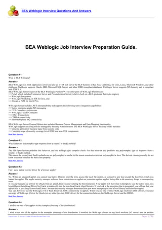 Bea weblogic job_interview_preparation_guide | PDF