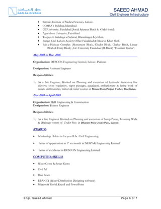 Saeed Ahmad Infrastucture Engineer Utilities | PDF