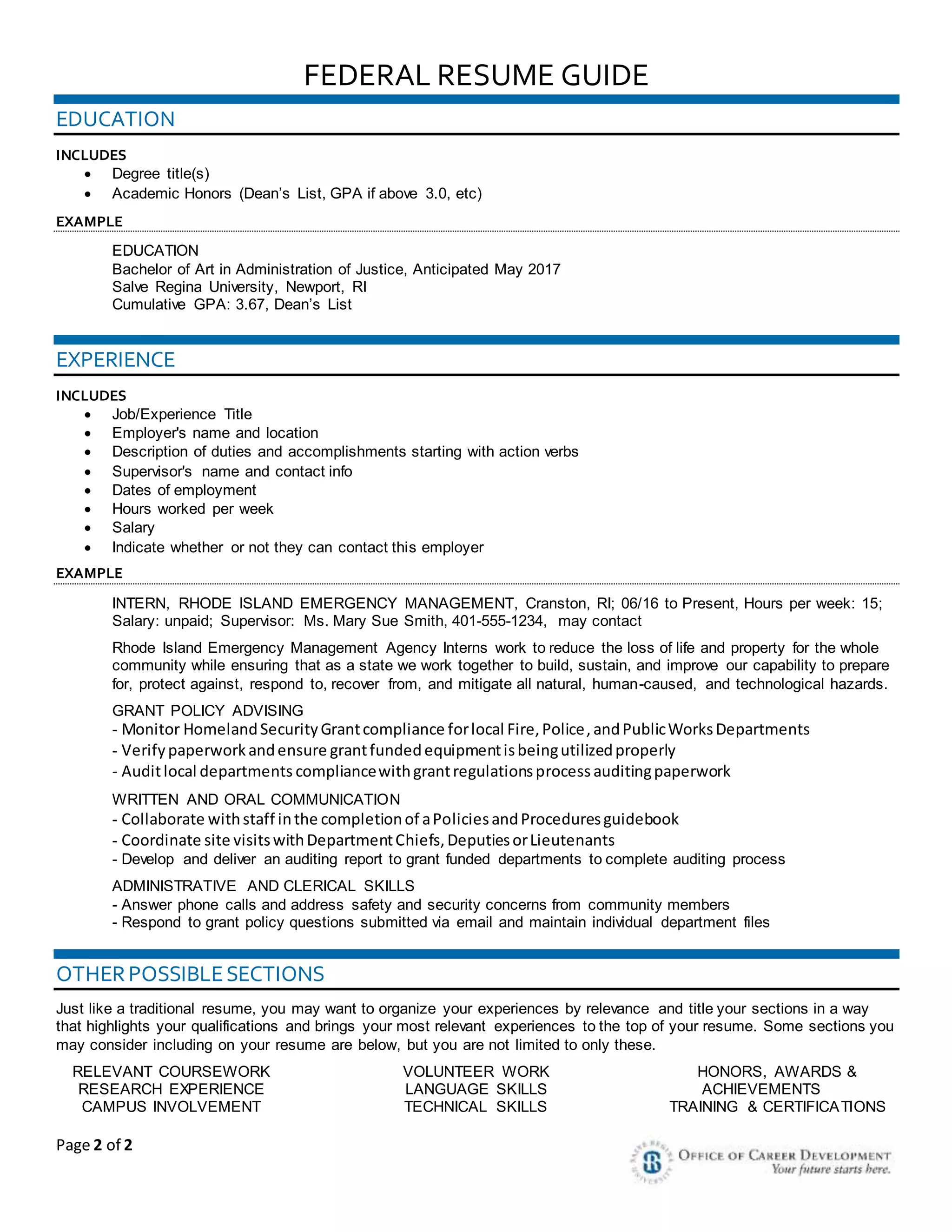 Federal Resume Guide | DOCX