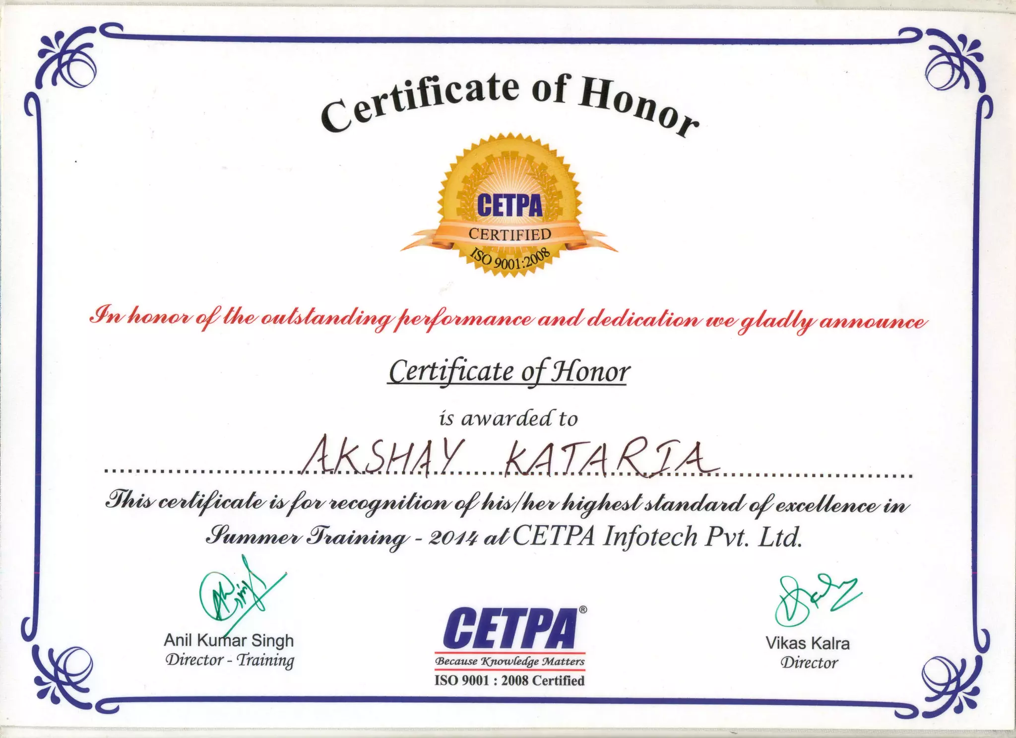 Cetpa Excellence Award | PPT
