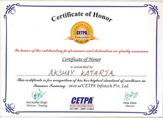 Cetpa Excellence Award | PPT