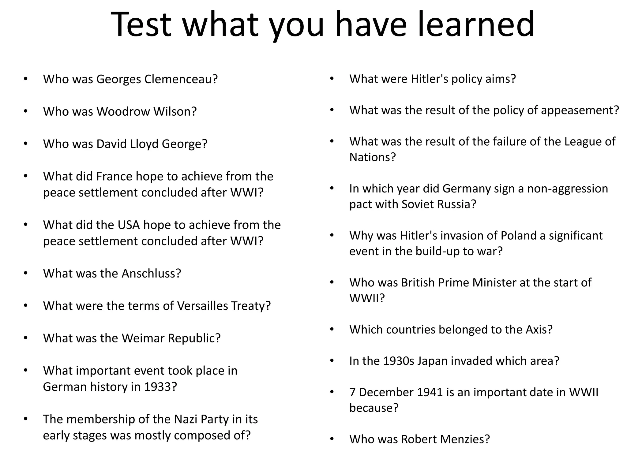 Causes of ww2 revision powerpoint | PPT