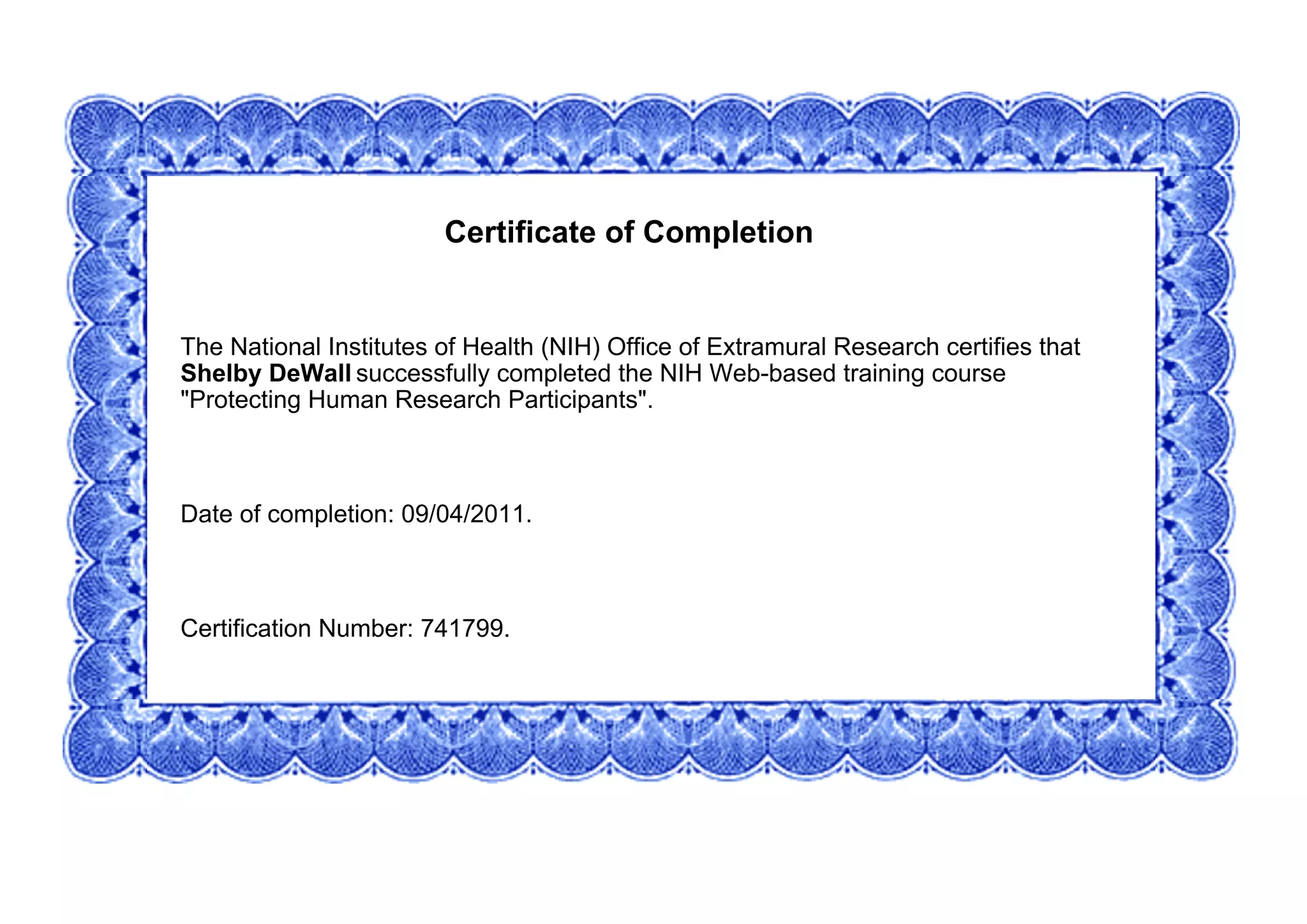 NIH Certificate of Completion | PDF
