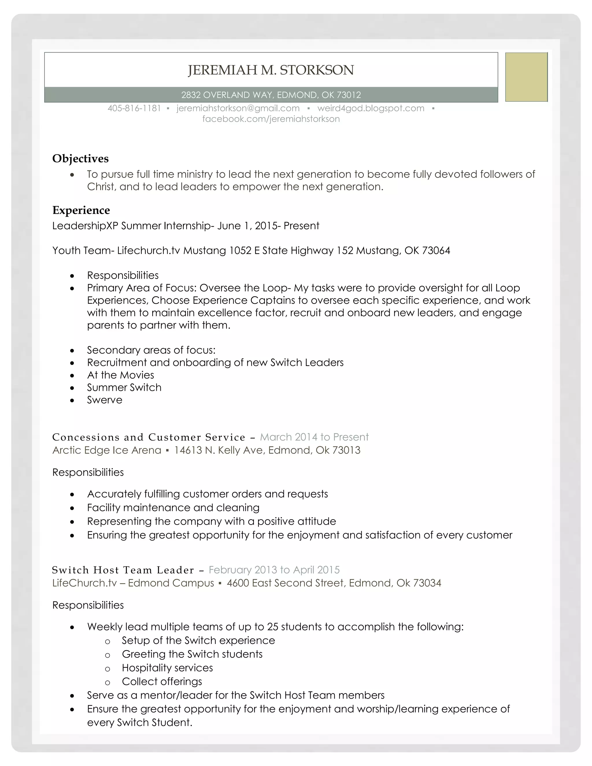 Church job resume | PDF